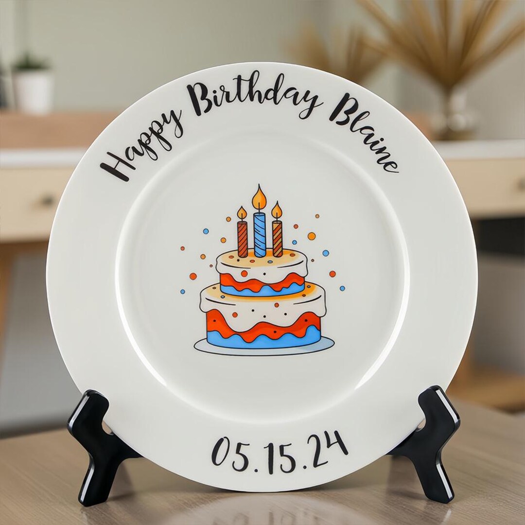 Personalized Birthday Plate, Ceramic Cake Plate, Personalized Plate ...