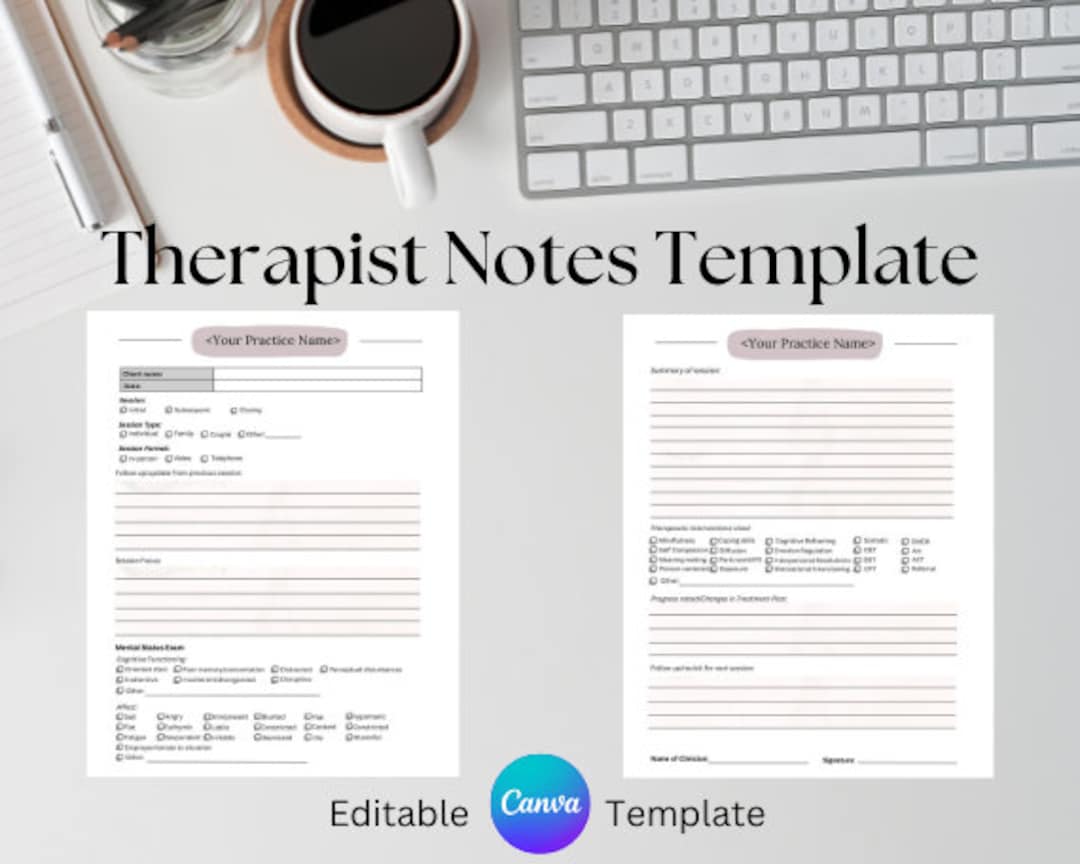Therapist Notes Template/counselling Notes, Quick Therapist Notes ...