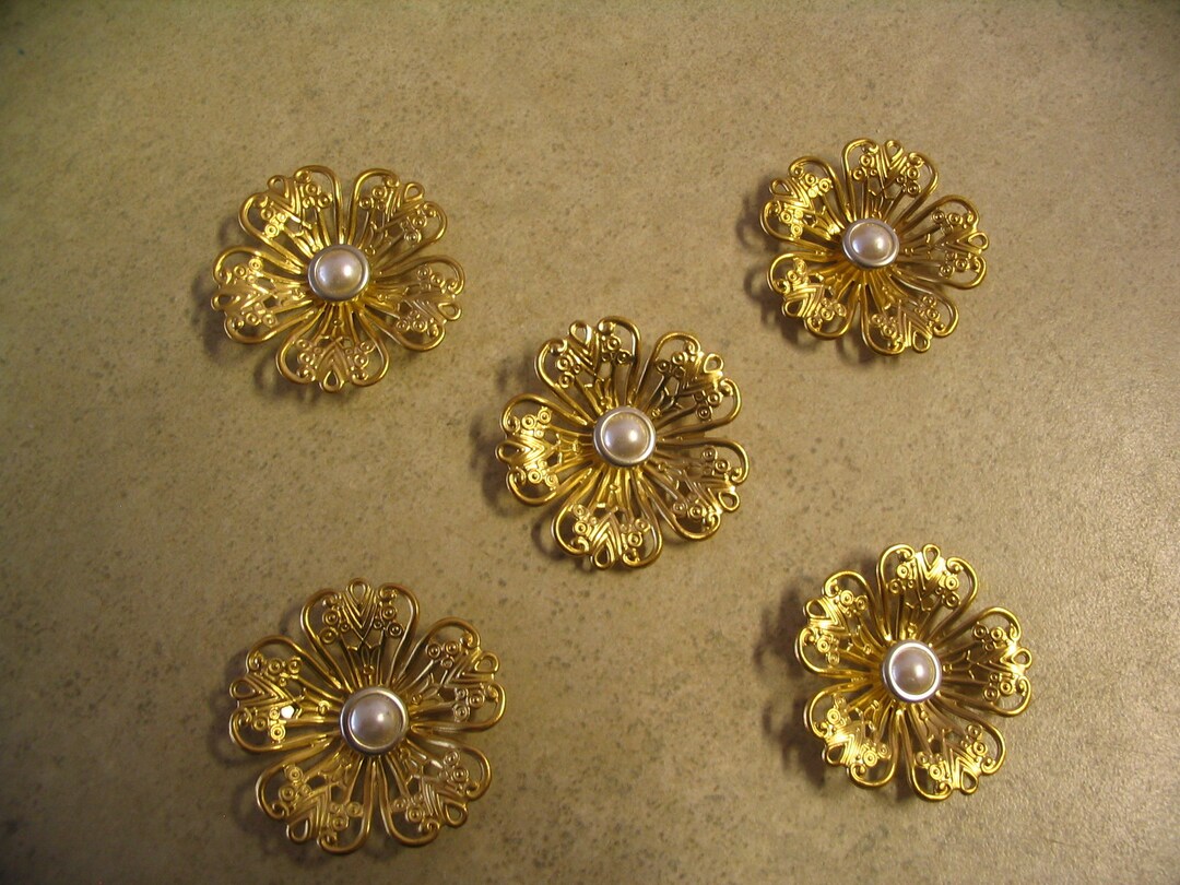 5 Layered Gold Filigree Metal Flowers Embellishments Scrapbook - Etsy