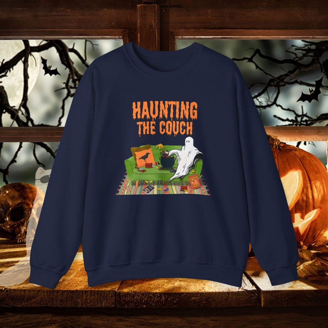 Haunting the Couch - Halloween Ghost T-shirt - Etsy