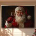 Santa Claus With Red Wine Framed Canvas Wall Art Christmas Santa ...