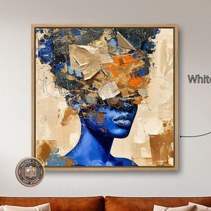 Abstract Blue Woman Framed Canvas Print Female Figure Canvas Wall Art ...