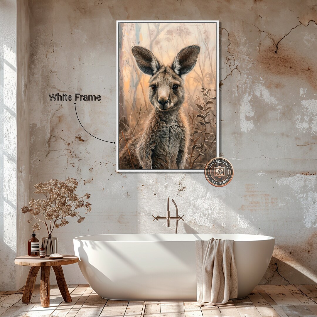 Endearing Kangaroo Joey Framed Canvas Wall Art Captivating Wildlife ...
