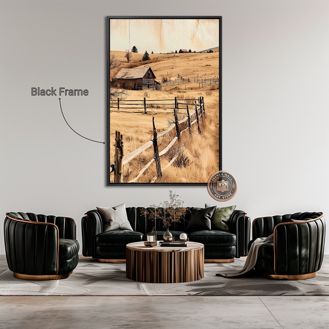 Rustic Old Barn Framed Canvas Wall Art Vintage Farm Landscape Print ...