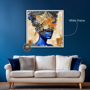 Abstract Blue Woman Framed Canvas Print Female Figure Canvas Wall Art ...