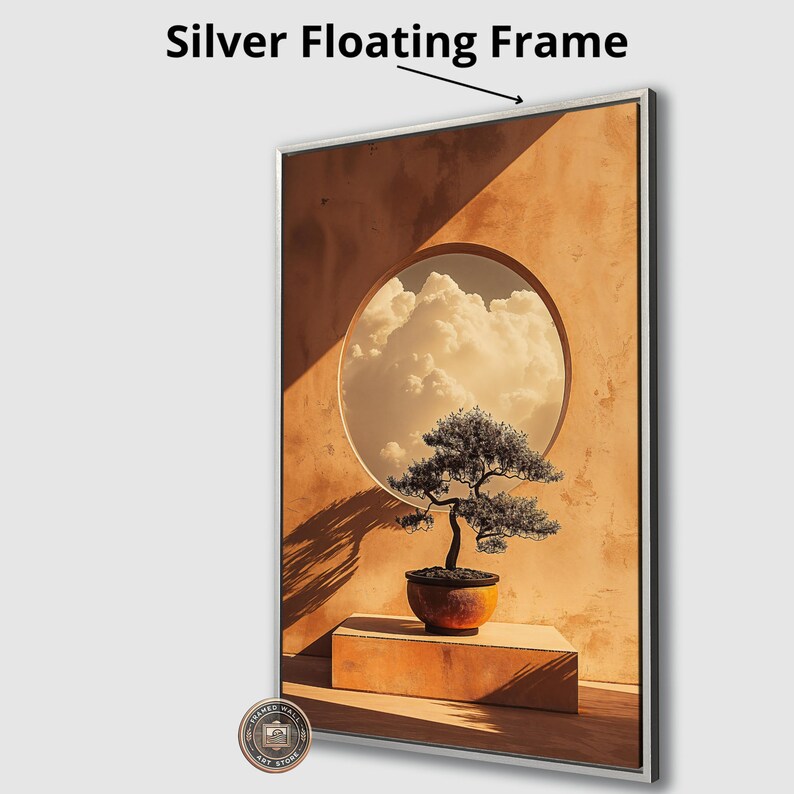 Elegant Zen Bonsai Tree Framed Canvas Wall Art Minimalist Japanese ...