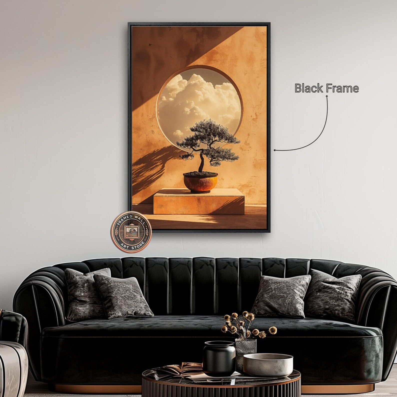 Elegant Zen Bonsai Tree Framed Canvas Wall Art Minimalist Japanese ...