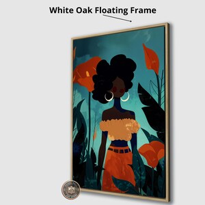 African American Girl Framed Canvas Wall Art Modern Black Woman Painting Print Boho Chic Wall ...