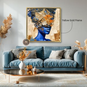 Abstract Blue Woman Framed Canvas Print Female Figure Canvas Wall Art ...