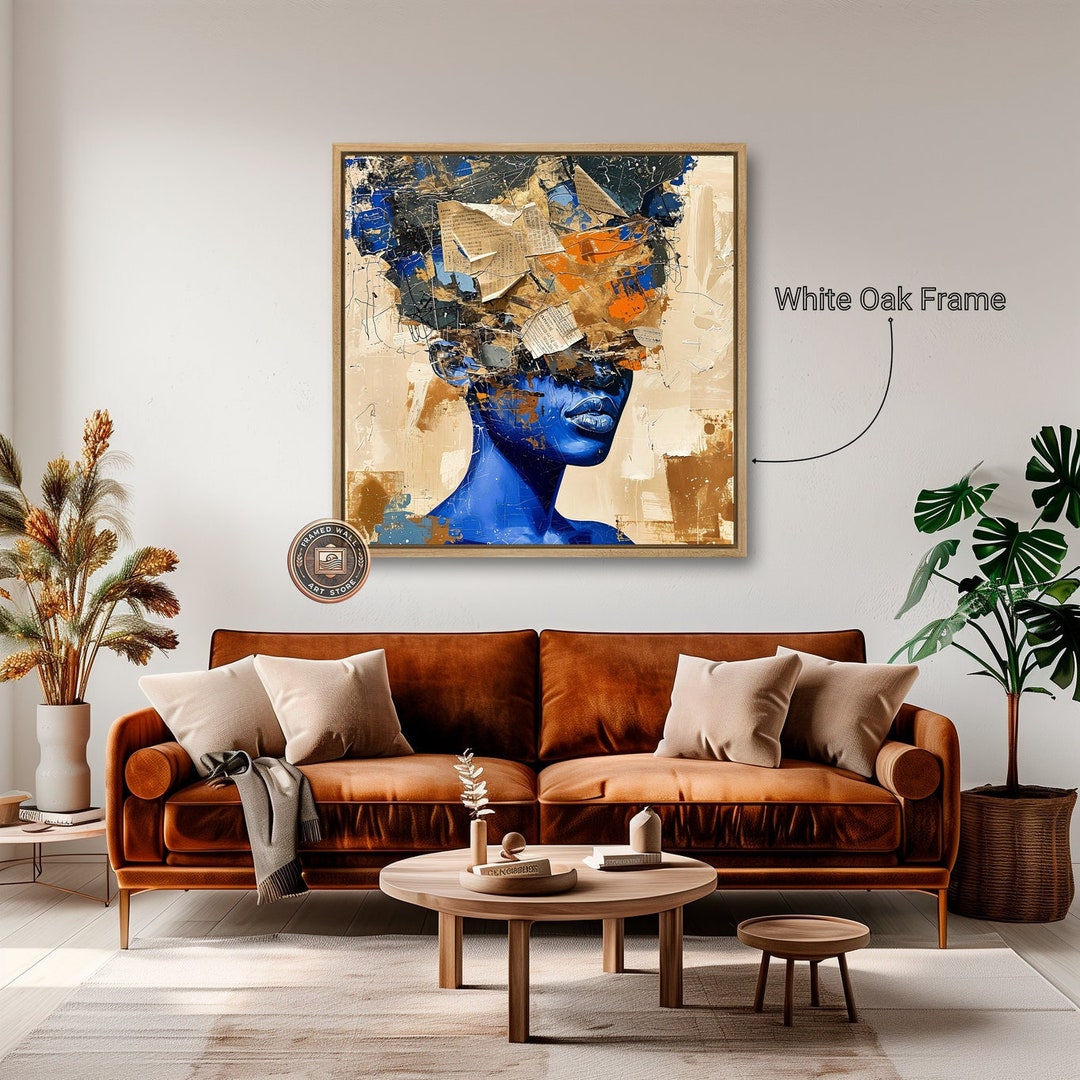 Abstract Blue Woman Framed Canvas Print Female Figure Canvas Wall Art ...