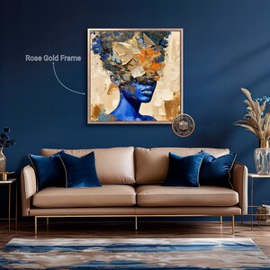 Abstract Blue Woman Framed Canvas Print Female Figure Canvas Wall Art ...