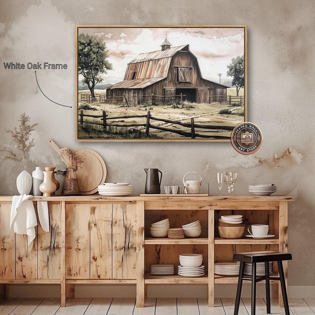 Rustic Wooden Barn Framed Canvas Print Vintage Farm Granary Canvas Wall ...
