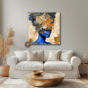 Abstract Blue Woman Framed Canvas Print Female Figure Canvas Wall Art ...