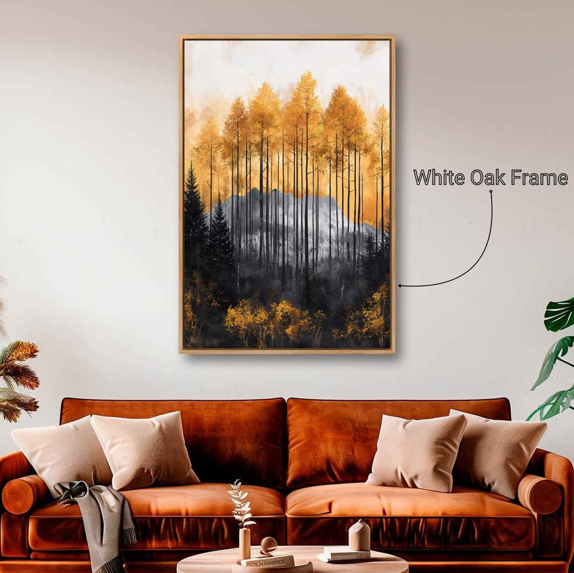 Abstract Forest Framed Canvas Wall Art Trees Painting Print Nature Wall ...