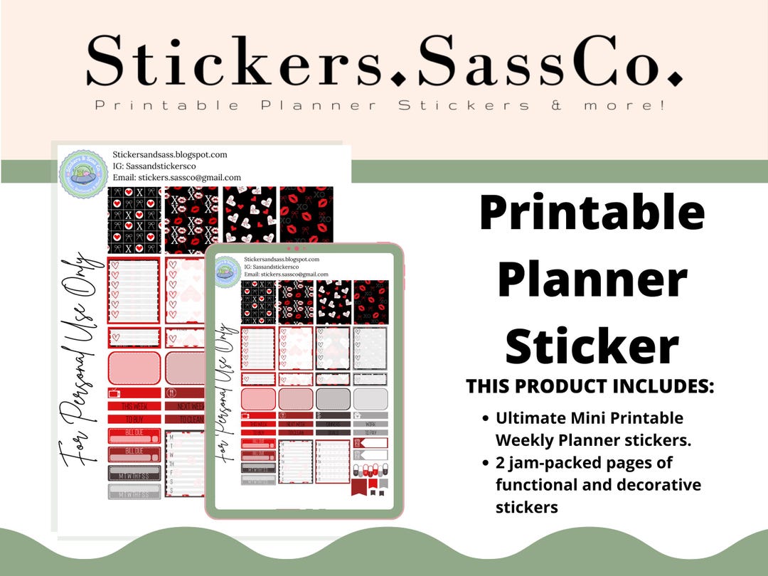 Classic Valentine's Day Printable MINI Sticker Kit - Etsy