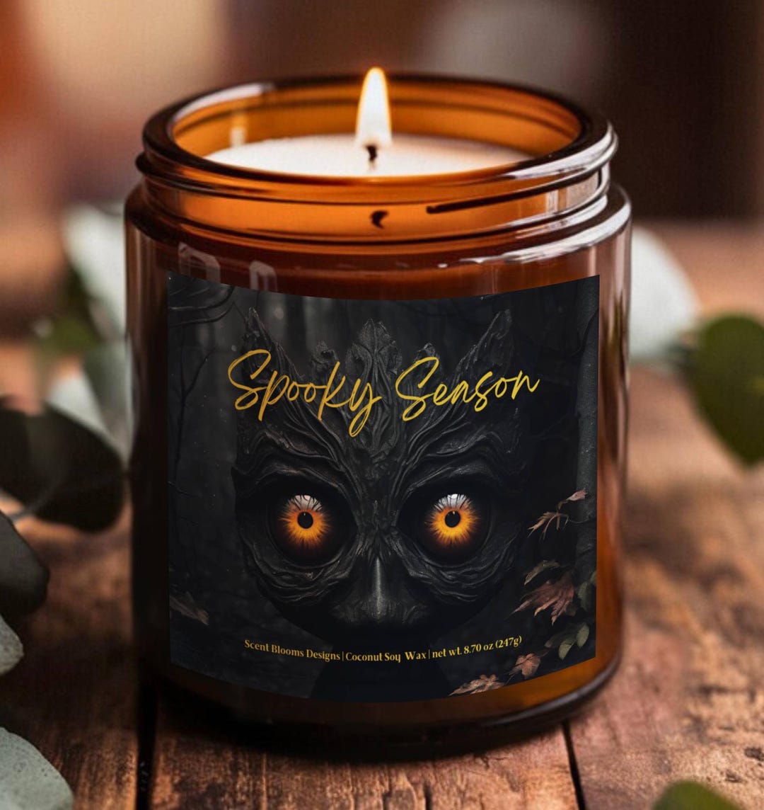 Spooky Season Eyes Candle Fall Leaves Sage Cypress Candle Cozy Fall ...
