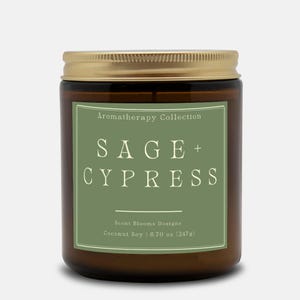 Sage + Cypress Aromatherapy Candle Scented Winter Scent Grounding ...