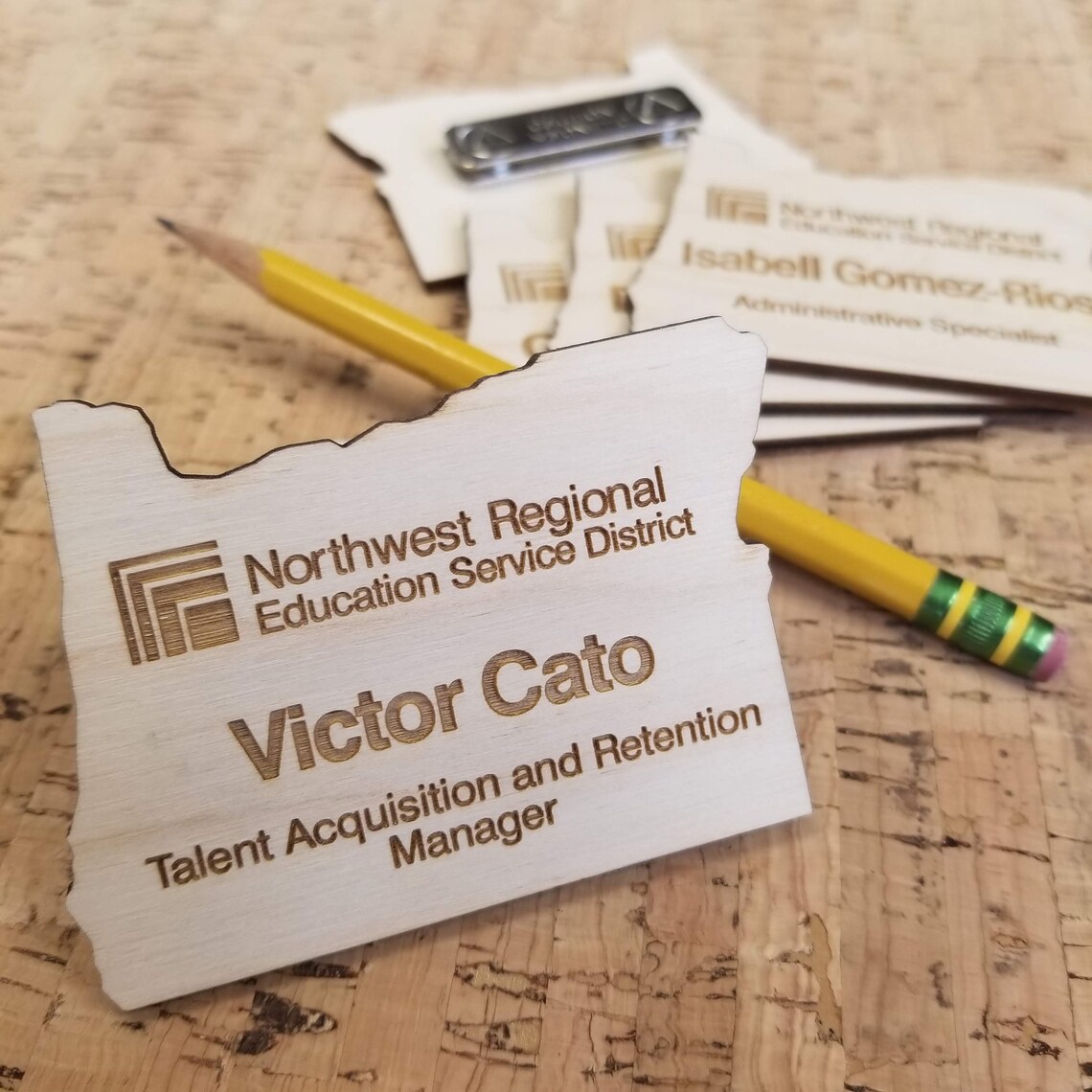 Engraved Wood Name Badges With Magnetic or Pin Fasteners | Etsy