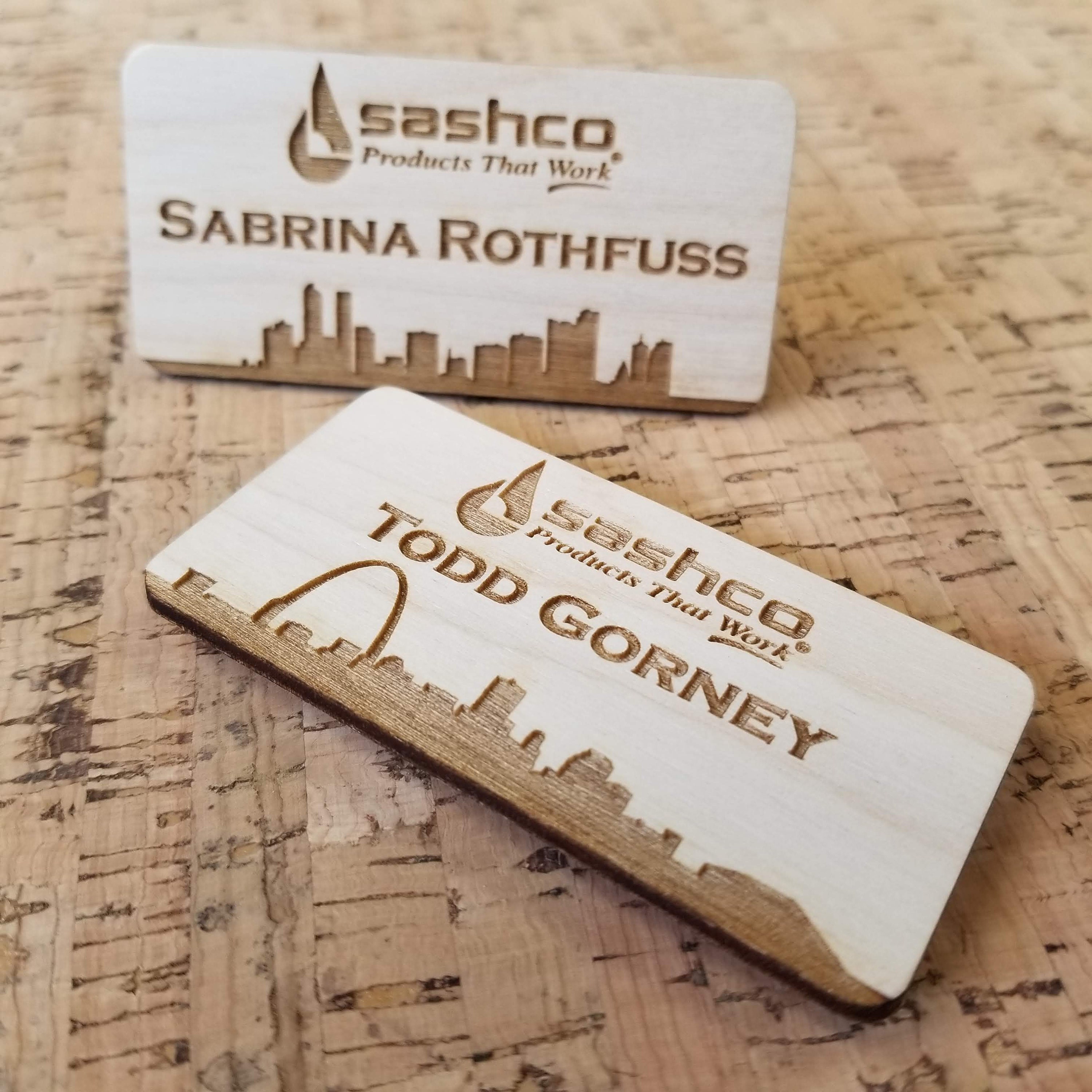 Engraved Wood Name Badges With Magnetic or Pin Fasteners | Etsy