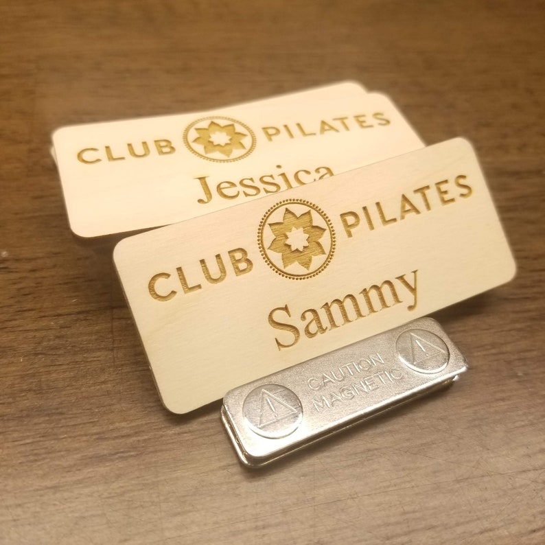 Engraved Wood Name Badges With Magnetic or Pin Fasteners - Etsy
