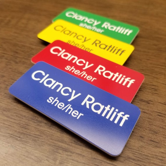 Engraved Name Badges With Magnetic or Pin Fasteners - Etsy