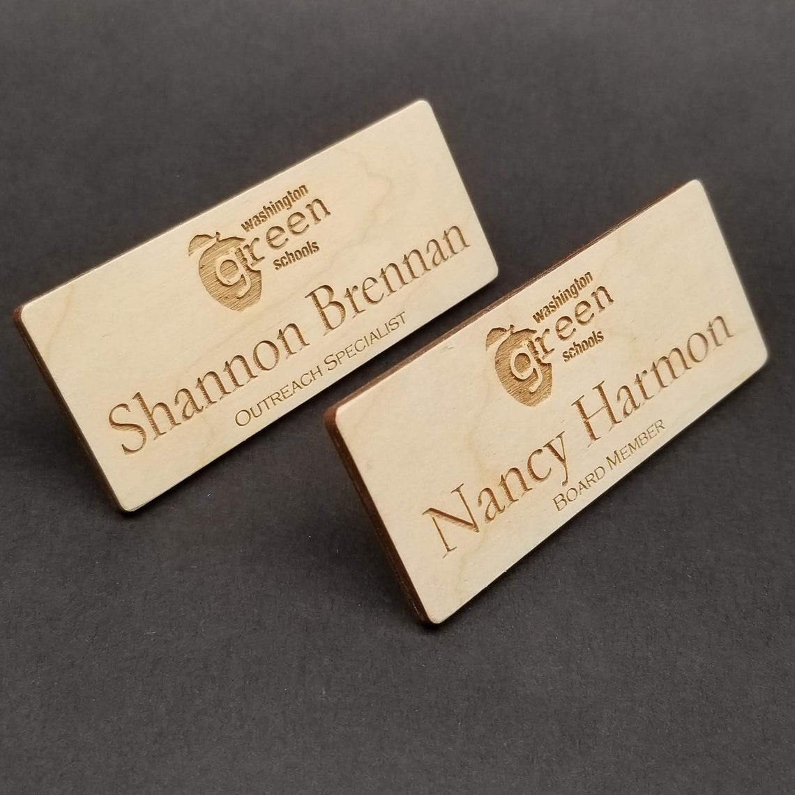 Engraved Wood Name Badges with Magnetic or Pin fasteners | Etsy
