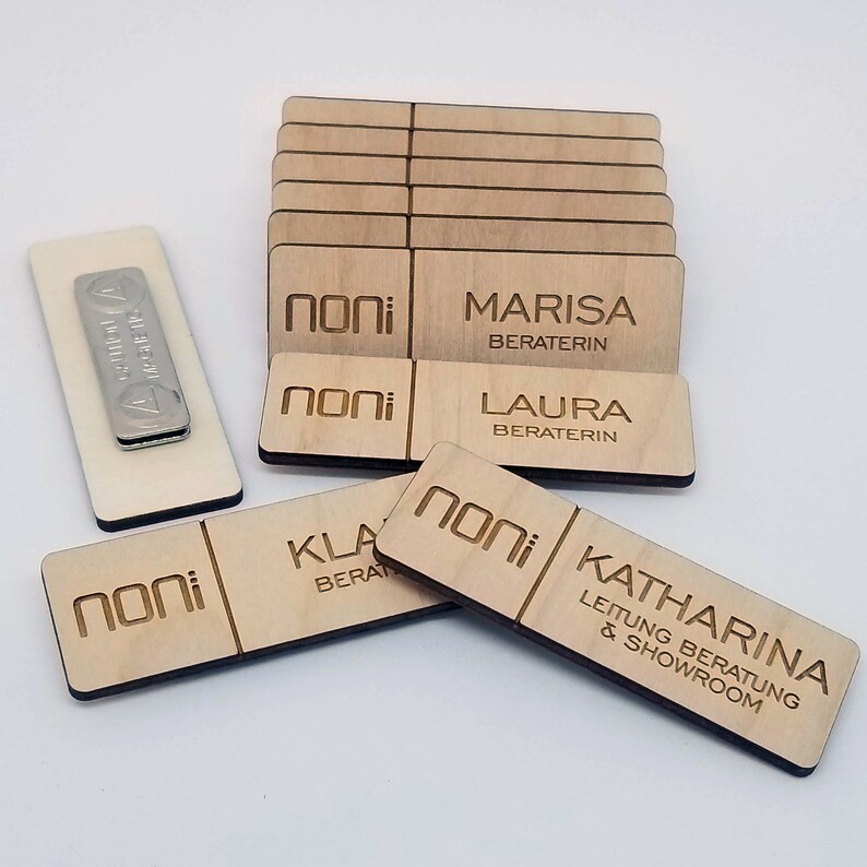 Engraved Wood Name Badges With Magnetic or Pin Fasteners | Etsy