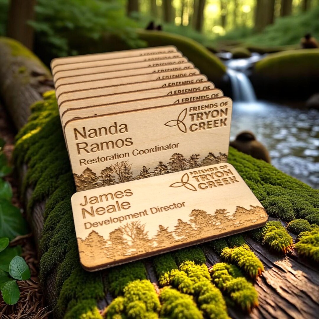 Engraved Wood Name Badges With Magnetic or Pin Fasteners - Etsy