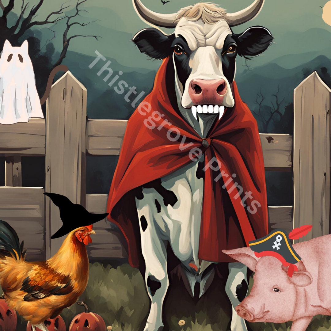 Halloween Art Collection Barnyard Halloween Art Digital Print up to ...