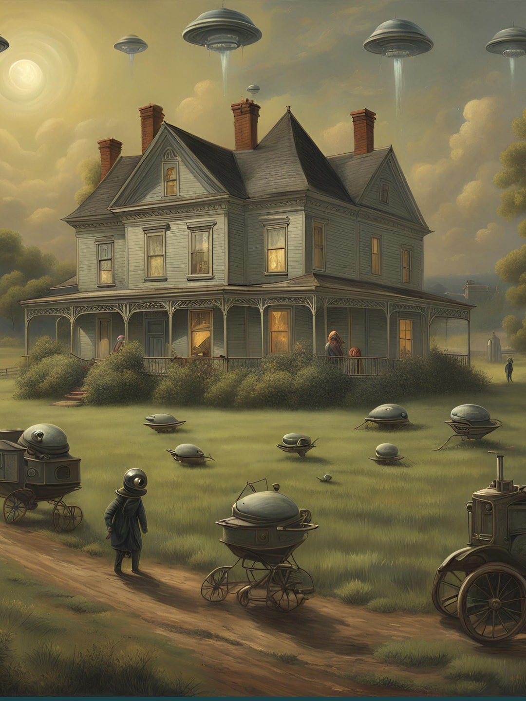 Victorian Inspired Alien Farmhouse Painting - Digital Print 18x24inches ...