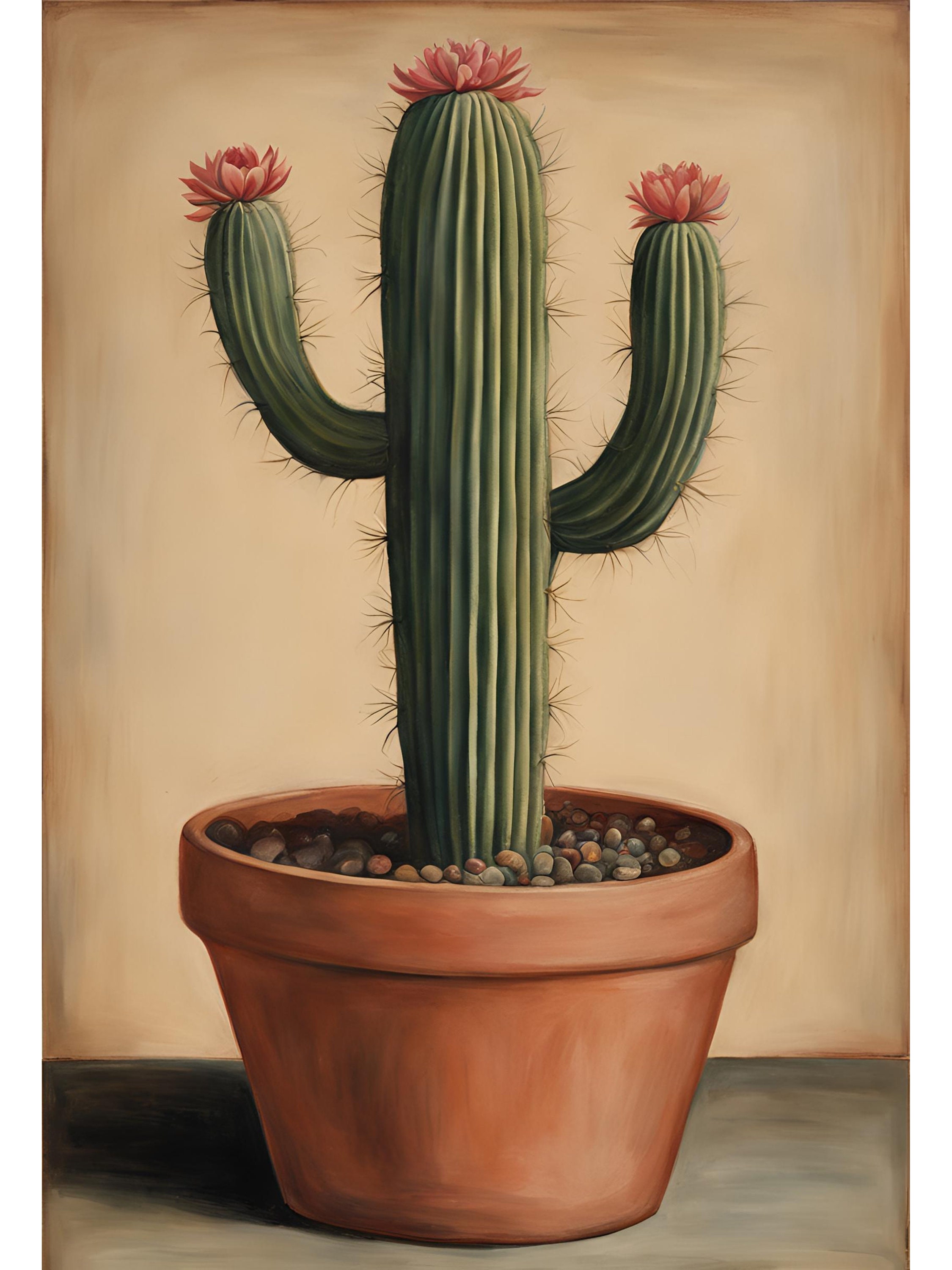 Vintage Inspired Cactus Painting Bundle - Digital Prints 18x24inches ...