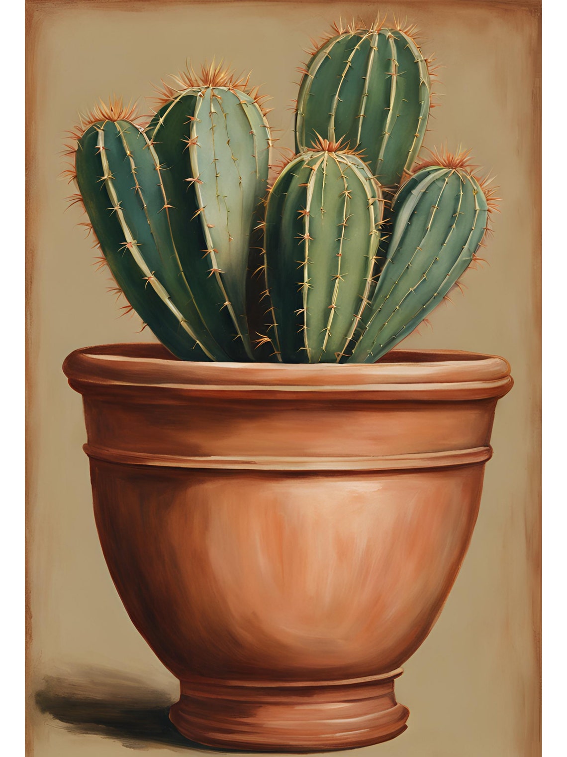 Vintage Inspired Cactus Painting Bundle - Digital Prints 18x24inches ...