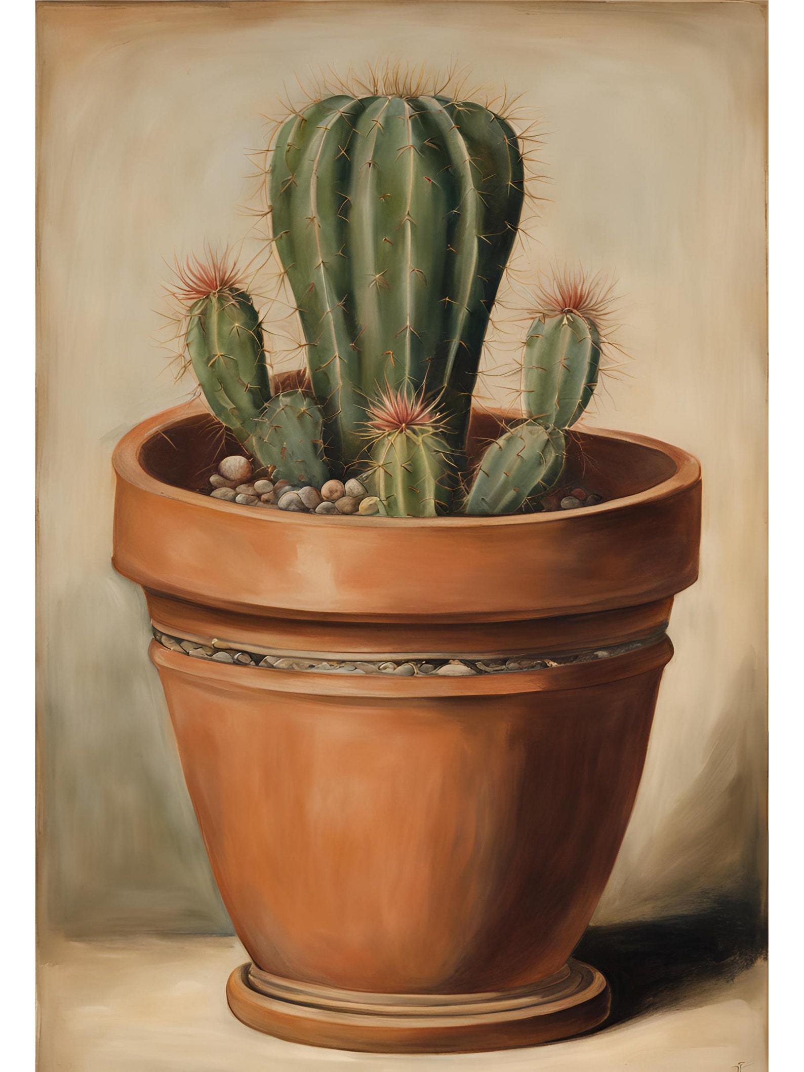 Vintage Inspired Cactus Painting Bundle - Digital Prints 18x24inches ...