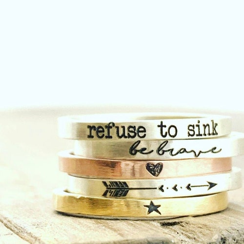 Personalized Stacking Rings Inspirational Ring Just Keep | Etsy
