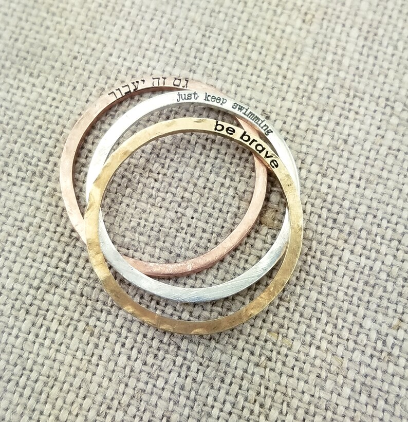 Personalized Stacking Ring Thin Silver Rings Inspirational - Etsy