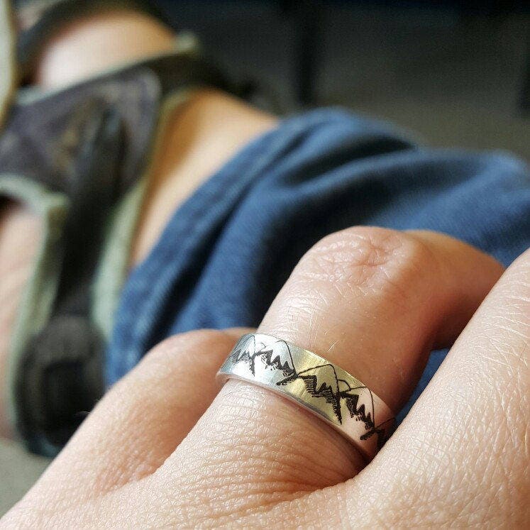 Inspiration Travel Gift Mountain Ring Band | Etsy