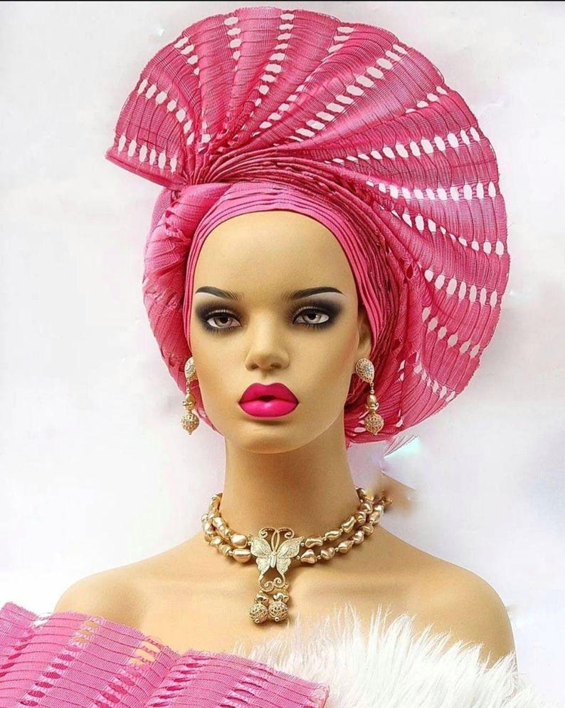 Gold Asooke Autogele With Ipele: Pre-tied African Headtie - Etsy