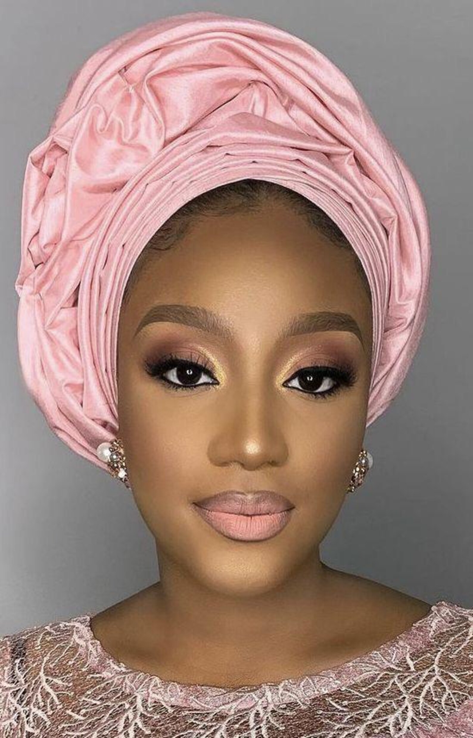 Elegant Pink Asooke Autogele With Ipele for Weddings and Special ...