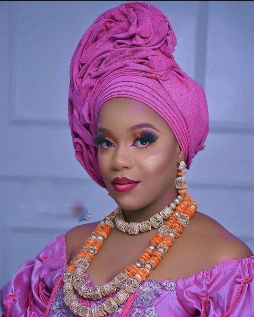 Pink Autogele With Ipele for Weddings and Special Occasions, Asooke ...