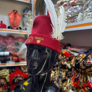 Red Chieftaincy Cap, Red Igbo Traditional Hat for Men, Handcrafted ...