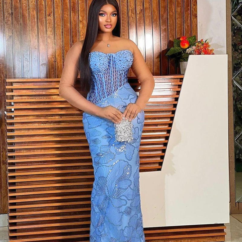 Blue Lace Dress - Etsy