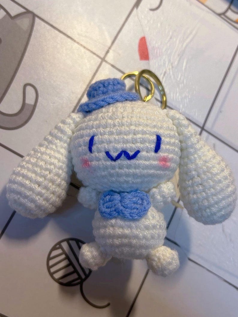 Cinnamoroll Inspired Crochet Amigurumi W/ Keychain Car Ornament Keychain - Etsy