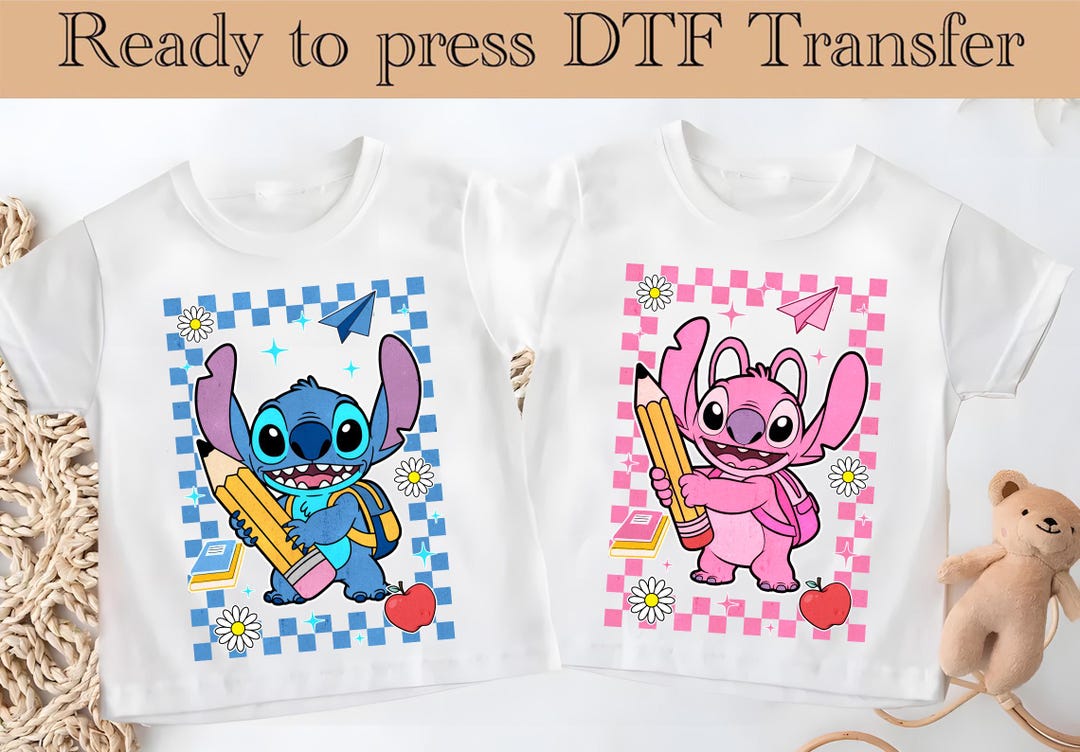 Stitch and Angel Ready to Press, Stitch Back to School Heat Transfer ...