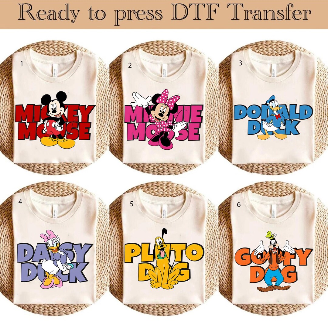 Disney Characters DTF, Mickey and Friends Ready to Press, Disneyland ...