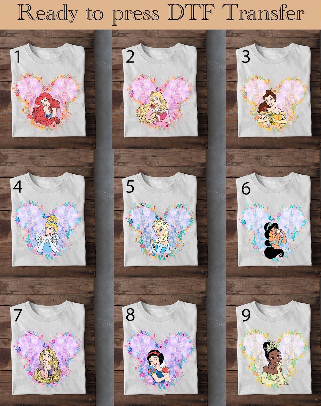 Disney Princesses Ready to Press, Disney Heat Transfer, Rapunzel Dtf ...