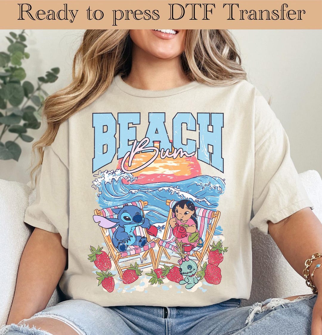 Stitch Beach Bum Ready to Press, Disney Stitch Heat Transfer,lilo and ...