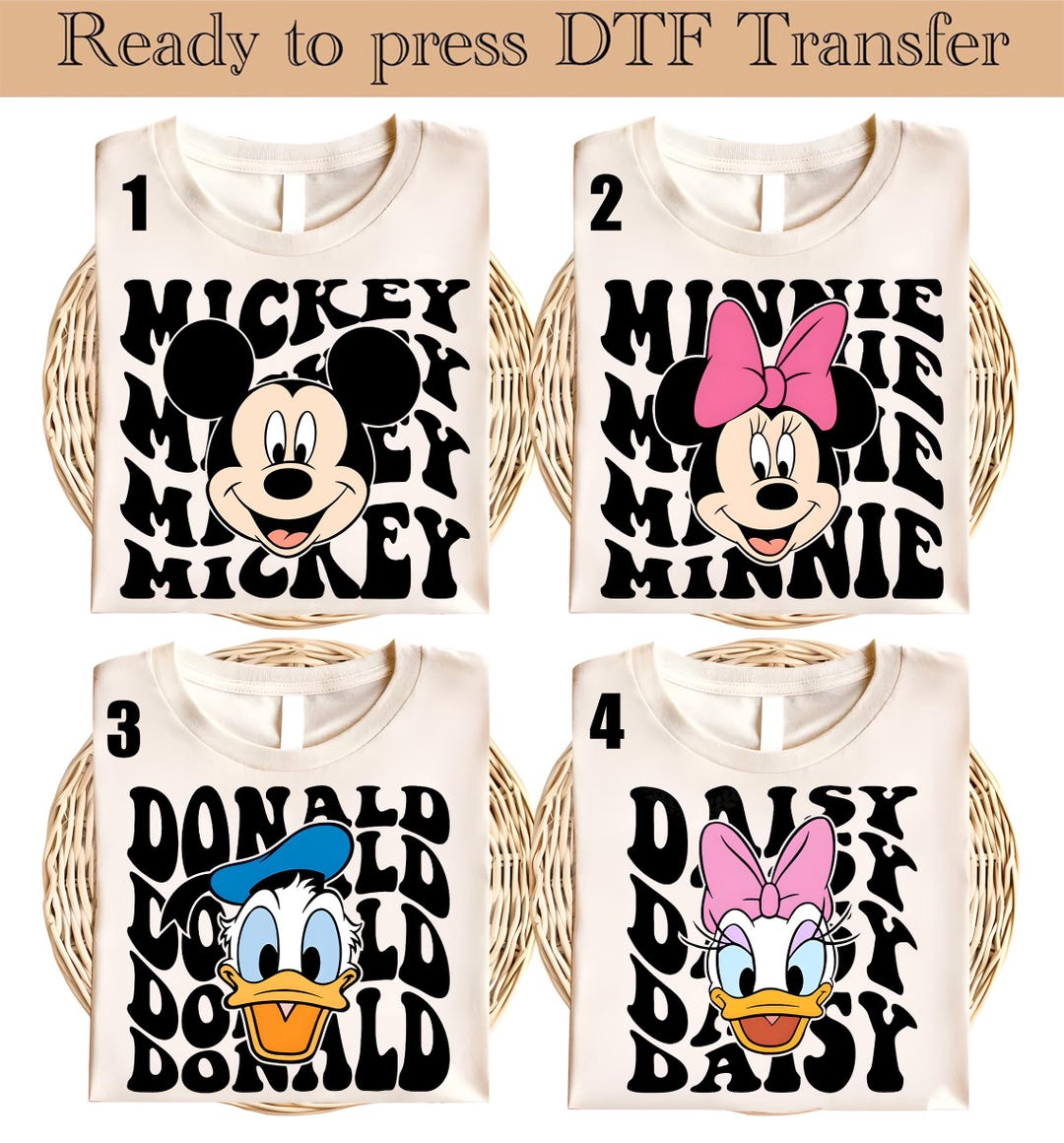 Disney Characters DTF, Mickey and Friends Ready to Press, Disneyland ...