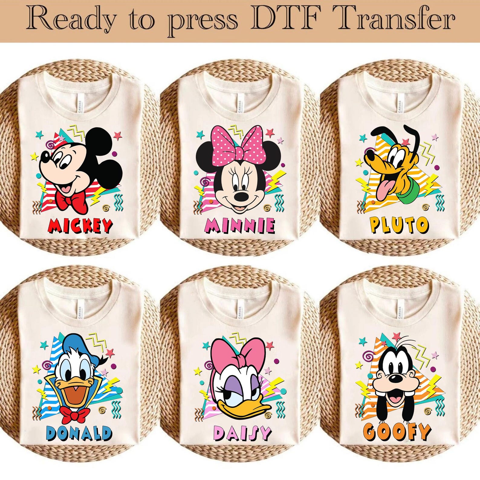 Disney Characters DTF, Mickey and Friends Ready to Press, Disneyland ...