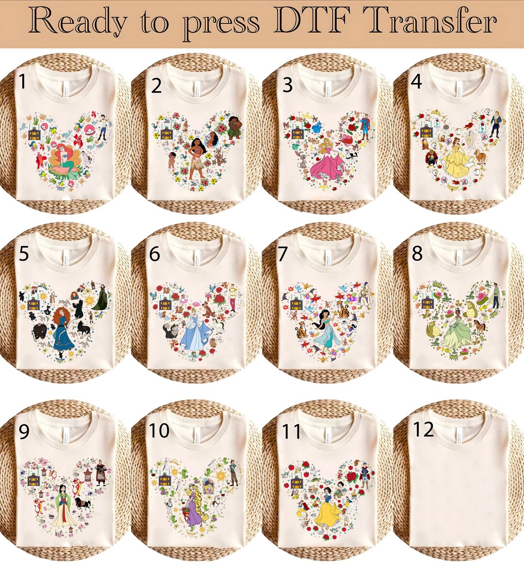 Disney Princesses Mickey Head Ready to Press, Disney Heat Transfer ...
