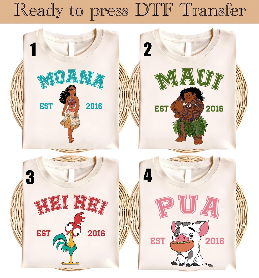 Disney Moana Characters Est DTF, Princess Moana DTF, Disney Princess ...